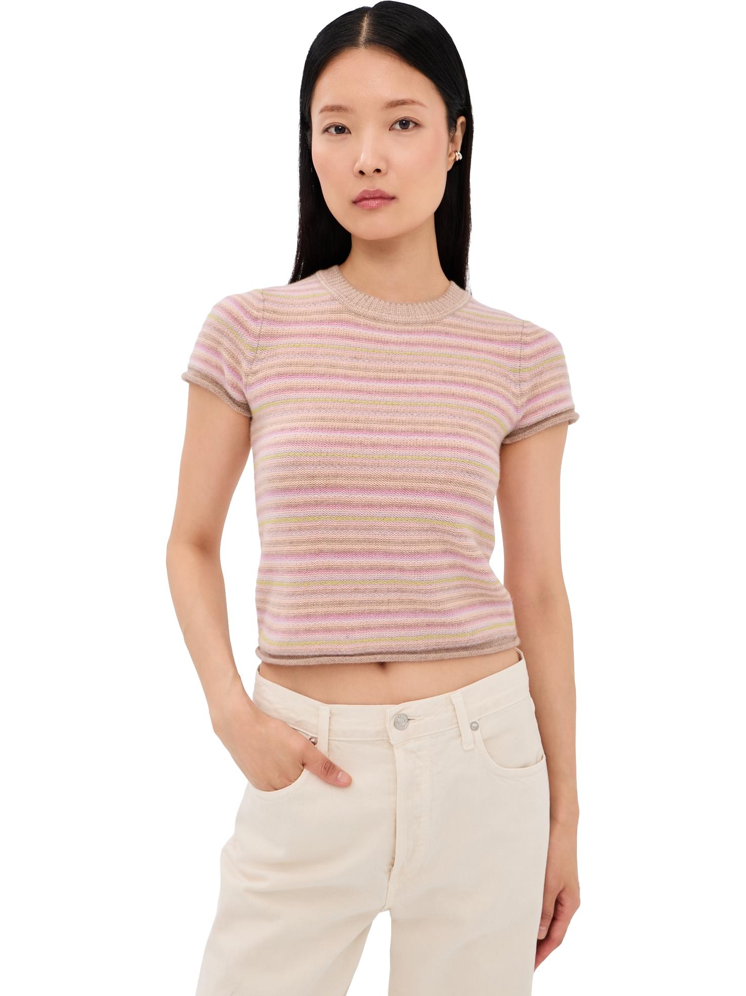 SABLYN Sablyn Jude Cashmere Tee with Stripe Pattern